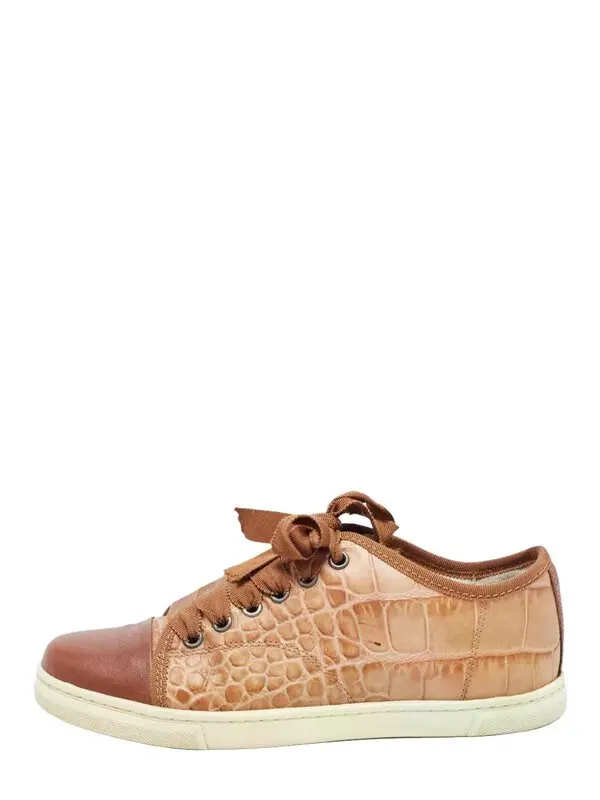 LANVIN Embossed Leather Sneakers - Brown