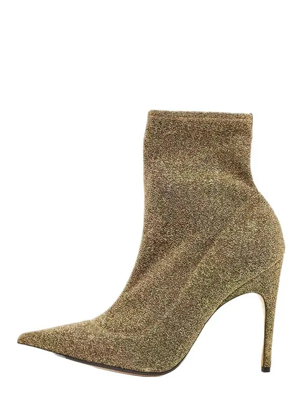 SERGIO ROSSI 110mm Glitter Pointed Toe Sock Boots - Yellow