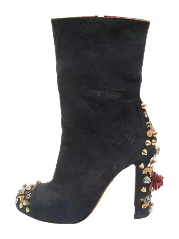Dolce & Gabbana Brocade Embellished Boots - Black