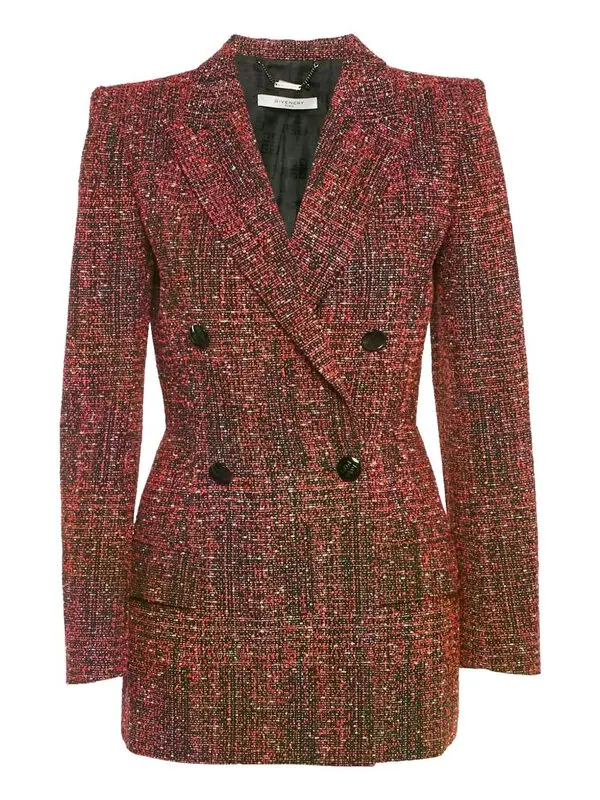 Givenchy Tweed Double-breasted Blazer - Red