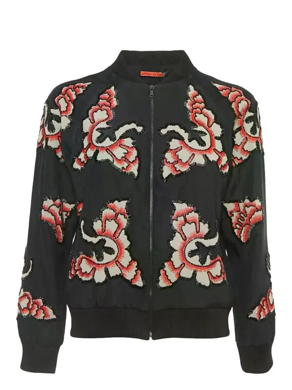 Alice + Olivia Embellished Bomber Jacket - Black