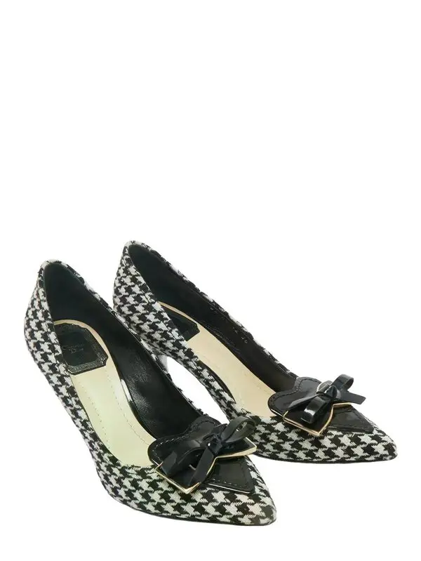 Dior Houndstooth Bow Pumps - White