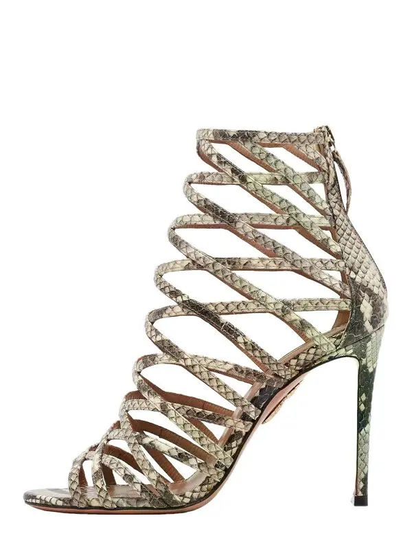 AQUAZZURA Embossed Leather Sandals - Neutrals