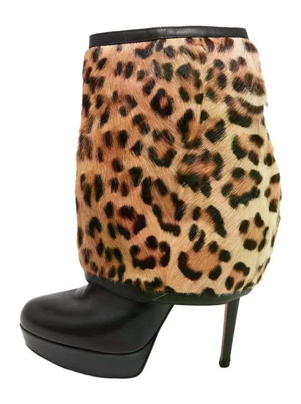 CHRISTIAN LOUBOUTIN 140mm Leopard-print Leather Boots - Black