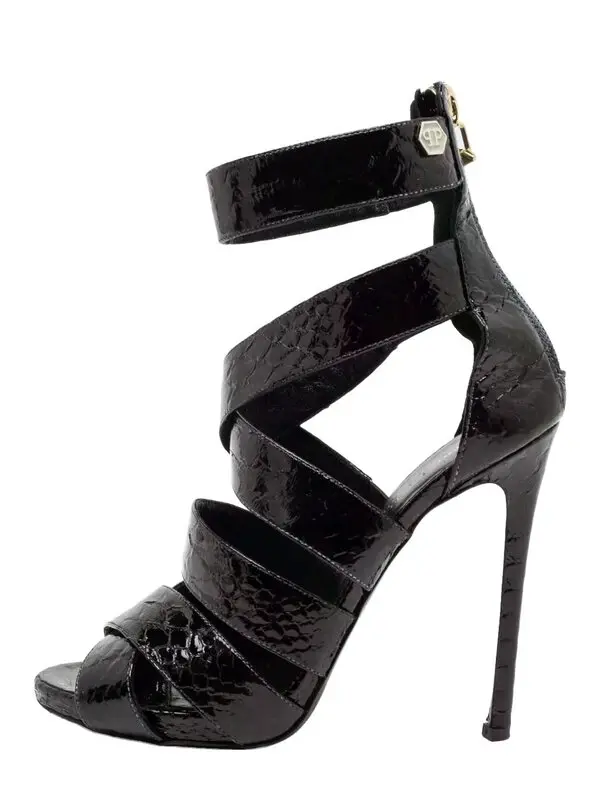 Philipp Plein 120mm Python-skin Sandals - Black