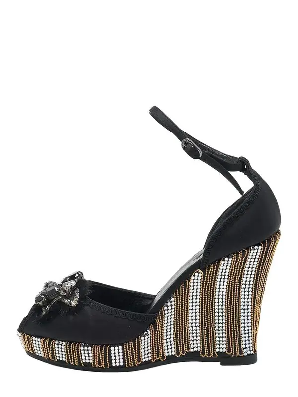 LE SILLA 105mm Crystal-embellished Wedge Sandals - Black