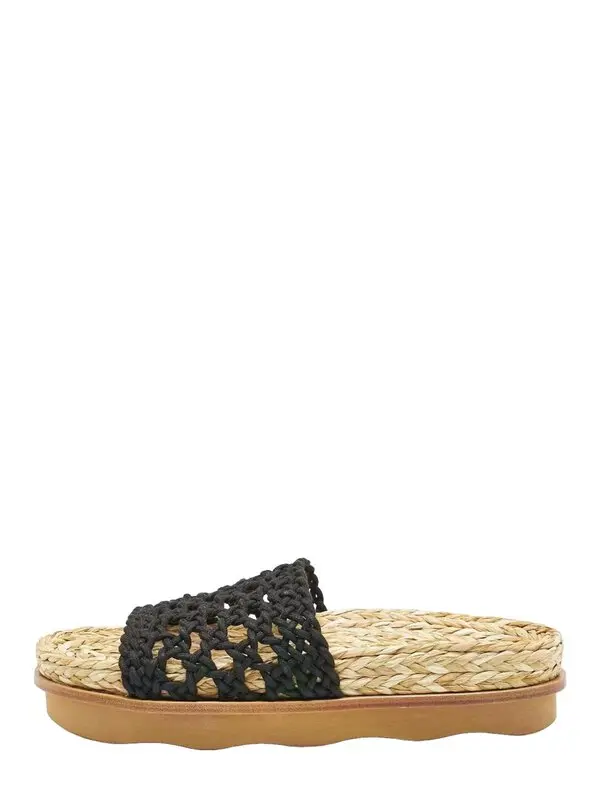 Chloé Crochet Platform Slides - Black