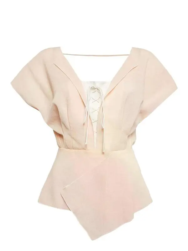 Roland Mouret Lace-detail Peplum Top - Pink