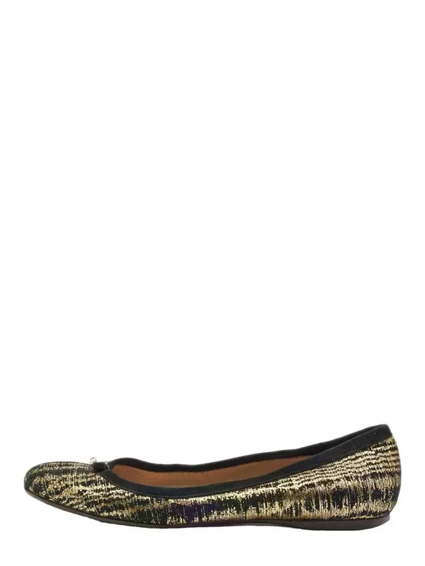 Fendi Metallic Suede Ballet Flats - Gold