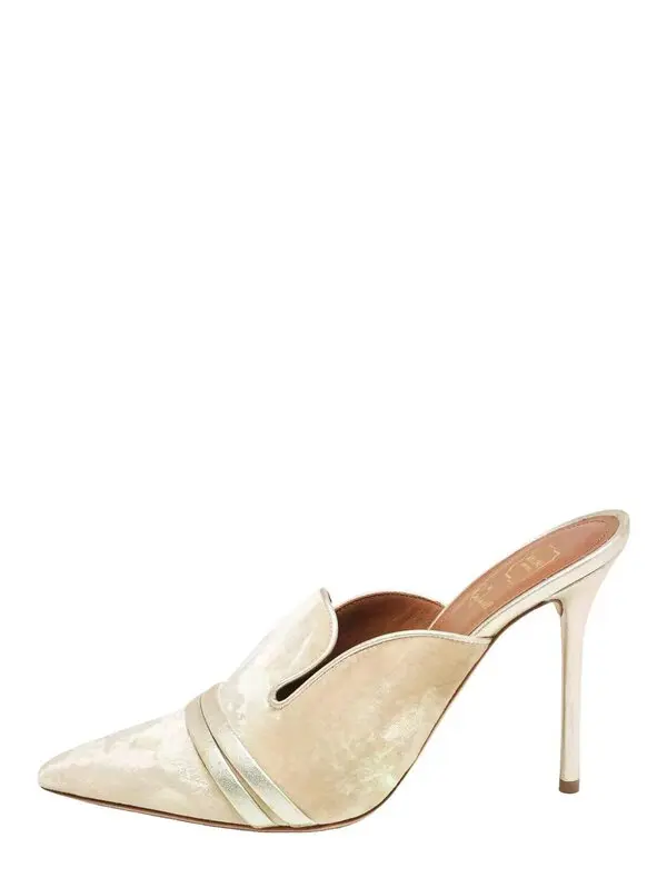 MALONE SOULIERS 105mm Velvet Gold-trim Mules - Neutrals
