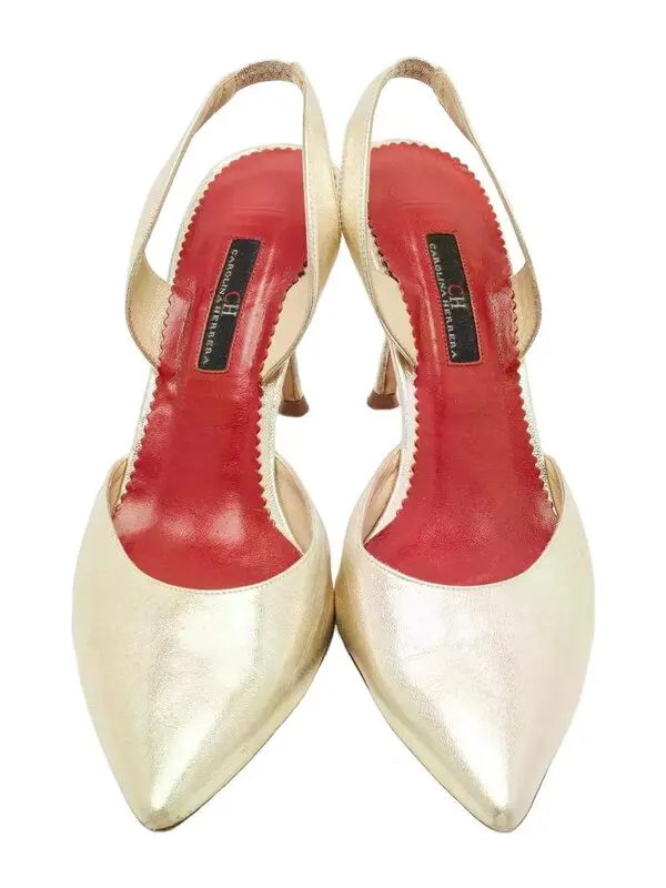 Carolina Herrera 65mm Leather Slingback Pumps - Gold