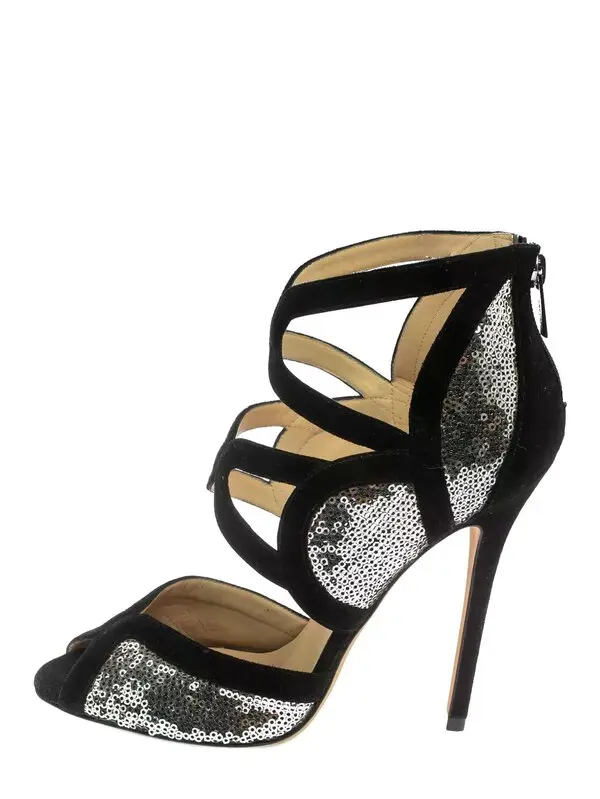 JIMMY CHOO 125mm Sequined Sandals - Black