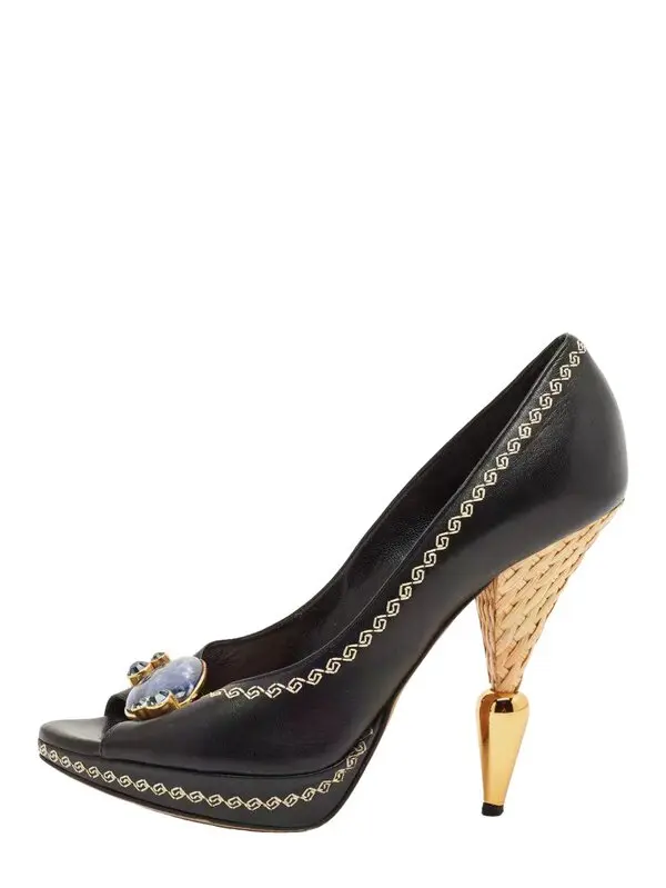 Dior Leather Pumps With Bow Detailing - Black