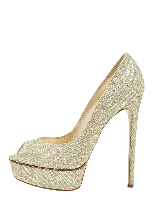 Casadei 155mm Glitter Pumps - Gold
