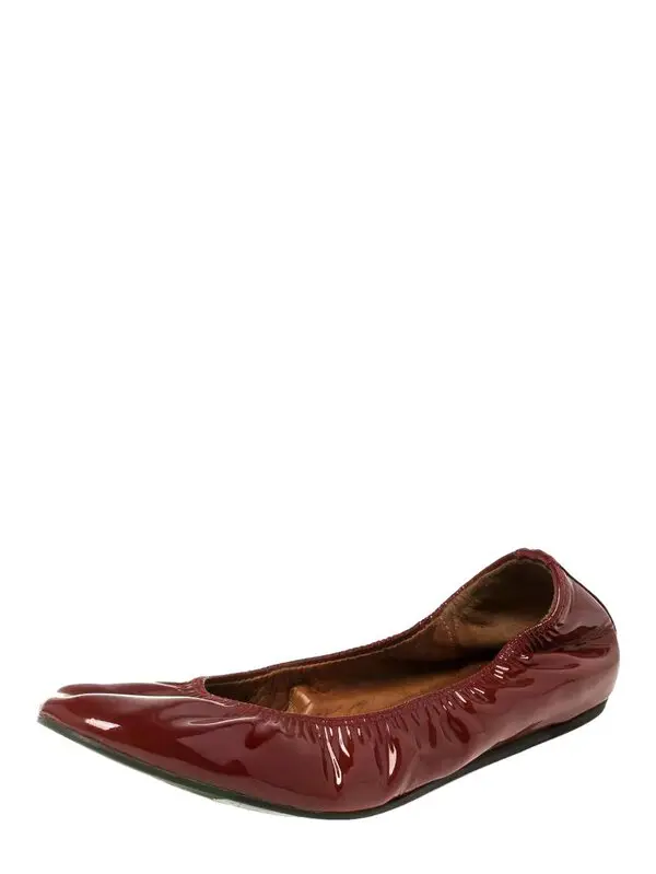 LANVIN Patent-leather Round-toe Ballet Flats - Red
