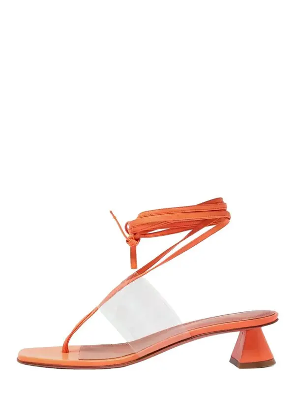 Amina Muaddi Leather Heeled Sandals - Orange