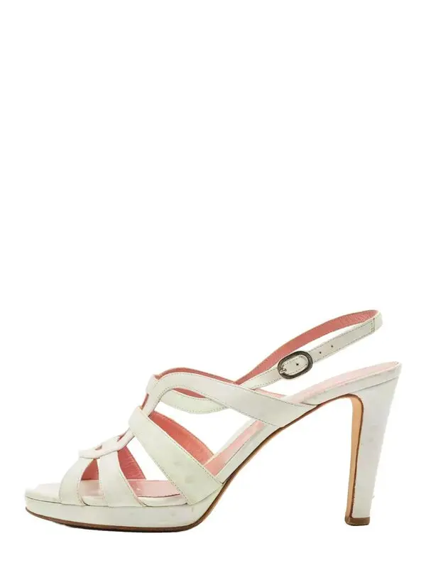 SERGIO ROSSI 85mm Leather Slingback Sandals - White