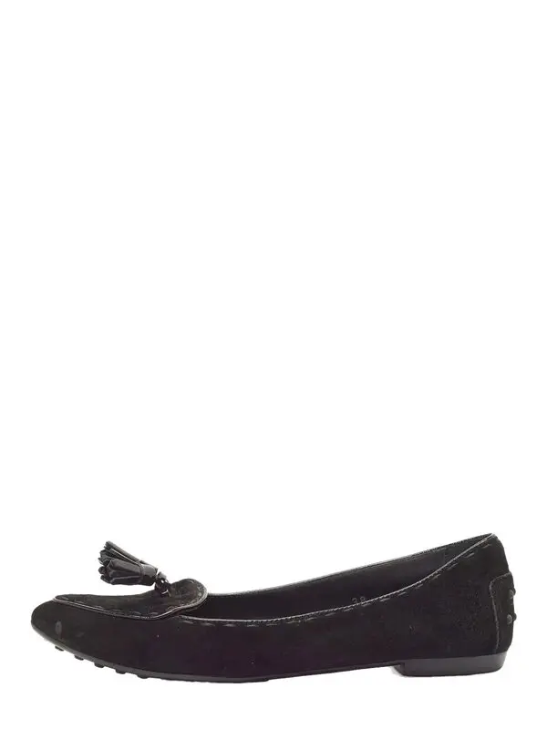TOD'S Suede Tassel Slippers - Black