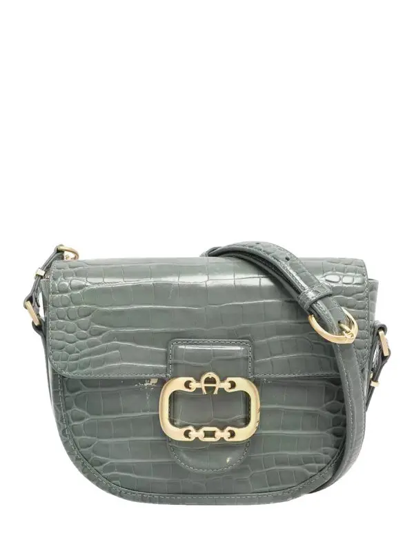 AIGNER Celia Embossed Leather Bag - Green
