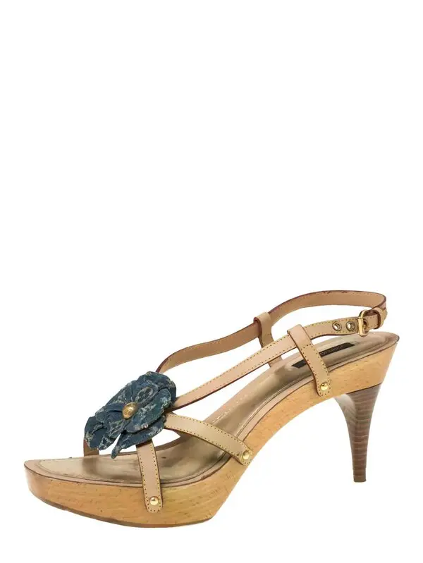 LOUIS VUITTON Flower-embellished Sandals - Neutrals