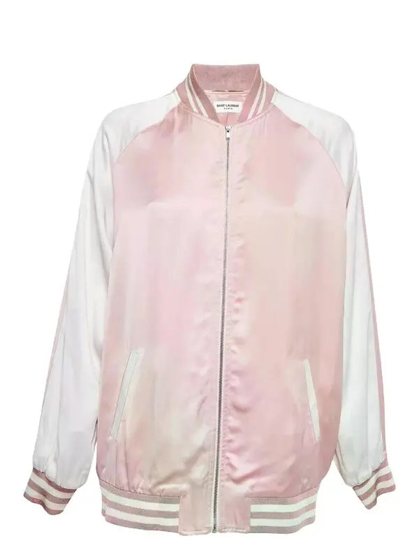 Saint Laurent Satin Bomber Jacket - Pink