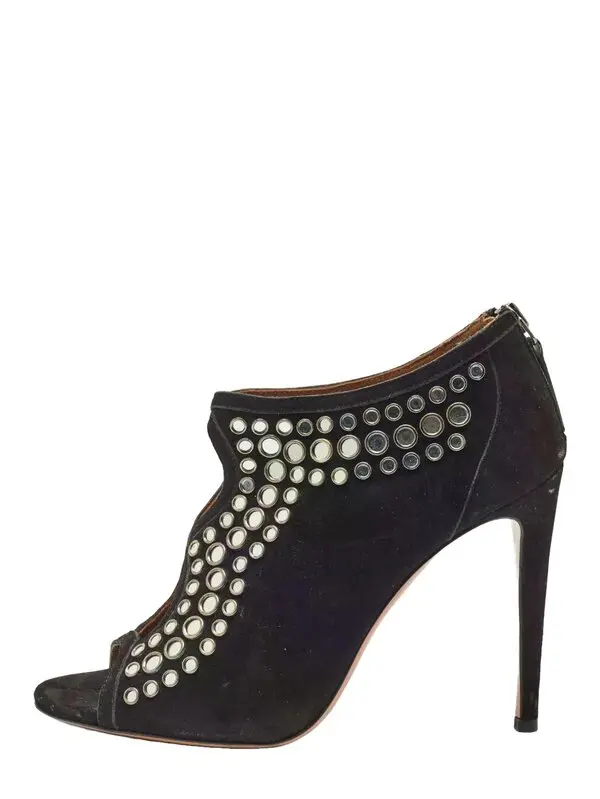 AQUAZZURA Suede Peep Toe Booties - Black