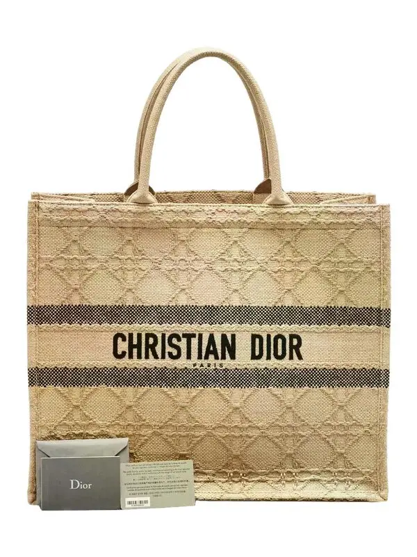Dior 2023 Large Book Raffia Tote Bag - Neutrals