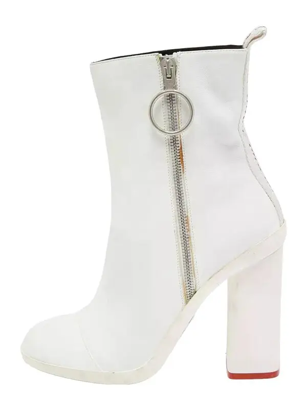 Off-White Leather Zip-up Boots - White
