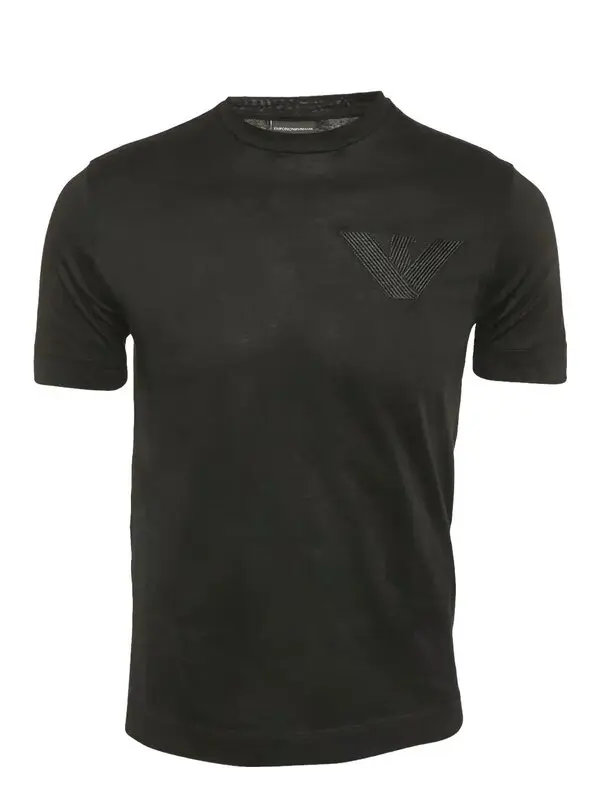 Emporio Armani Logo-embroidery T-shirt - Black