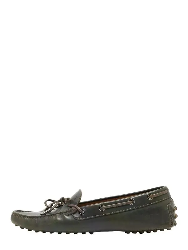 TOD'S Leather Boat Shoes - Green