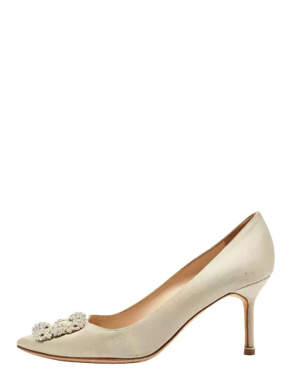 Manolo Blahnik Hangisi Crystal-embellished Pumps - Grey