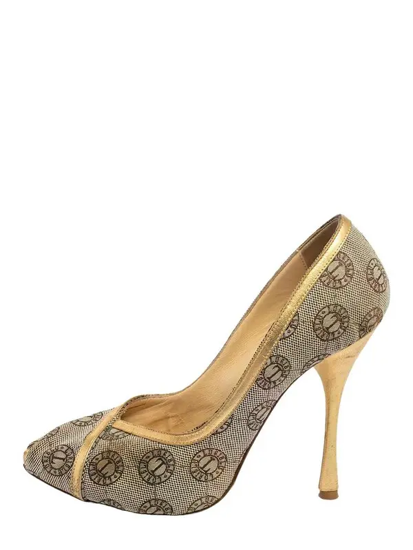 LORIBLU Monogram Print Canvas Pumps - Neutrals