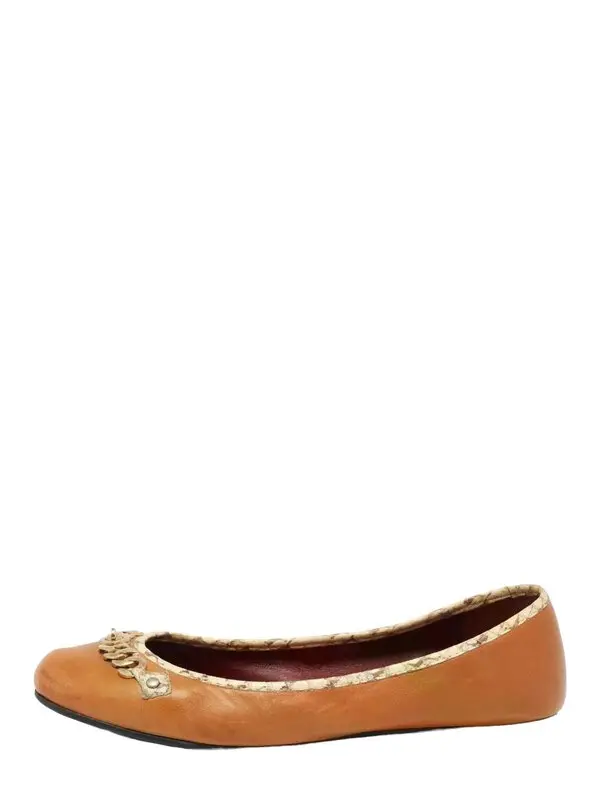 Marc Jacobs Leather Chain Ballet Flats - Brown