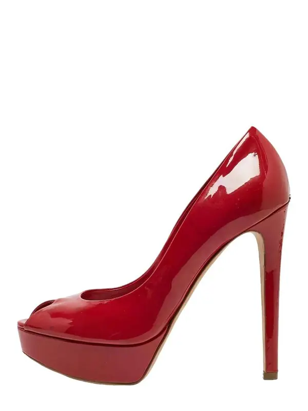 Dior 125mm Leather Peep Toe Sandals - Red