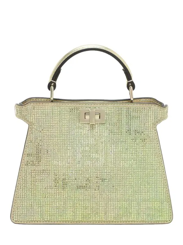 Fendi Peekaboo Embellished Suede Tote - Green