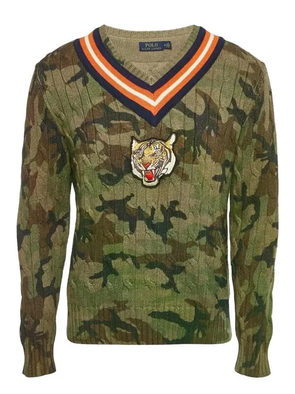 Polo Ralph Lauren Camouflage Tiger-appliqué Sweater - Green