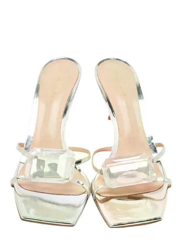 GIANVITO ROSSI Leather Crystal Sandals - Silver