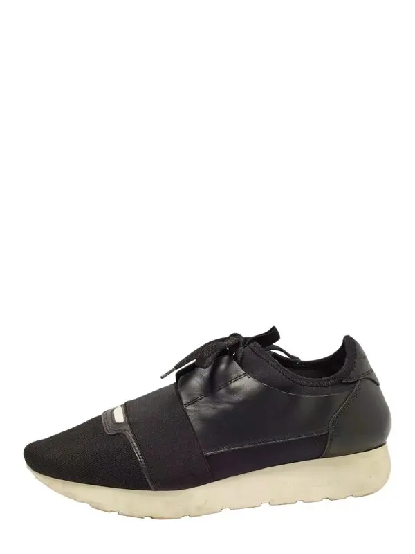 Balenciaga Leather Lace-up Sneakers - Black