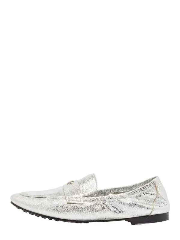 Tory Burch Leather Ballet Loafers - Metallic