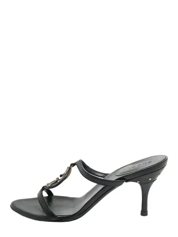 Gucci Gg Leather Heeled Sandals - Black