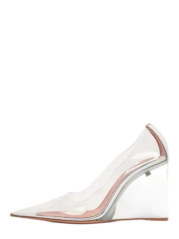 Amina Muaddi 90mm Ane Glass Pumps - White