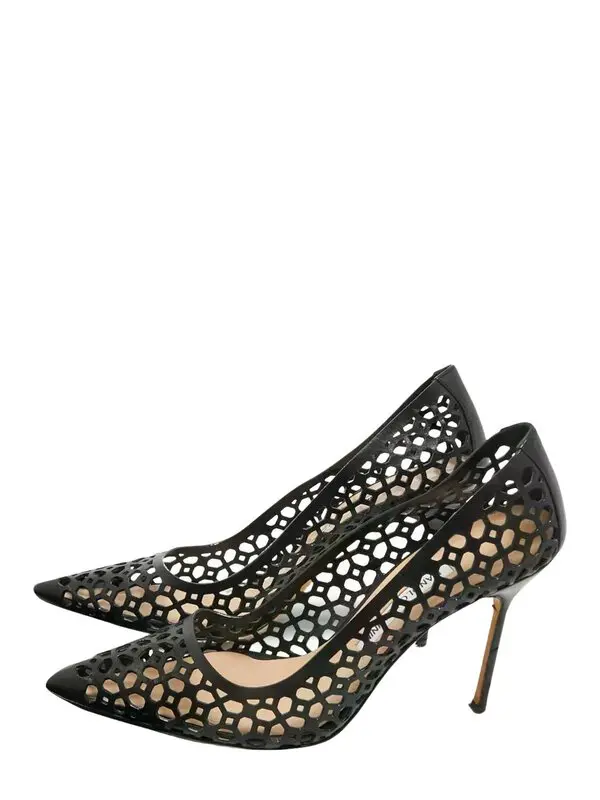 Manolo Blahnik Leather Laser-cut Pumps - Black
