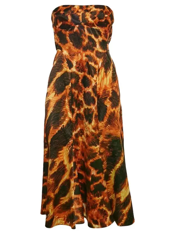 Just Cavalli Satin Animal-print Midi Dress - Orange