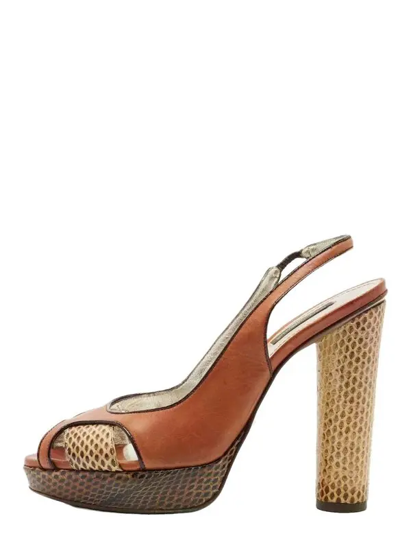 Dolce & Gabbana 120mm Leather Snakeskin Sandals - Brown