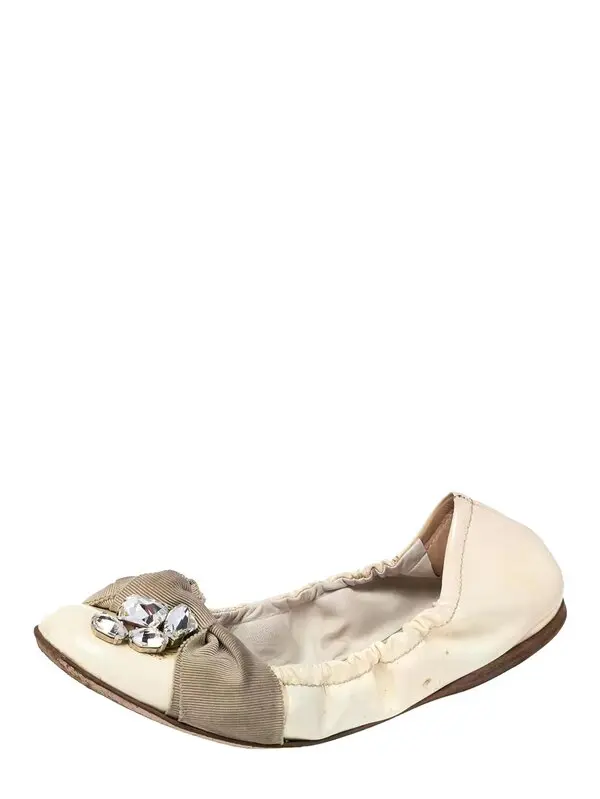 Miu Miu Crystal-embellished Ballet Flats - Neutrals