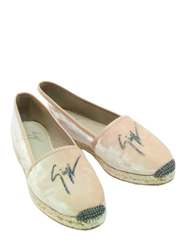 GIUSEPPE ZANOTTI Velvet Embellished Espadrilles - Pink