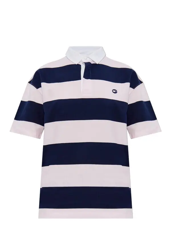Coperni Striped Cotton Polo Shirt - Navy Blue