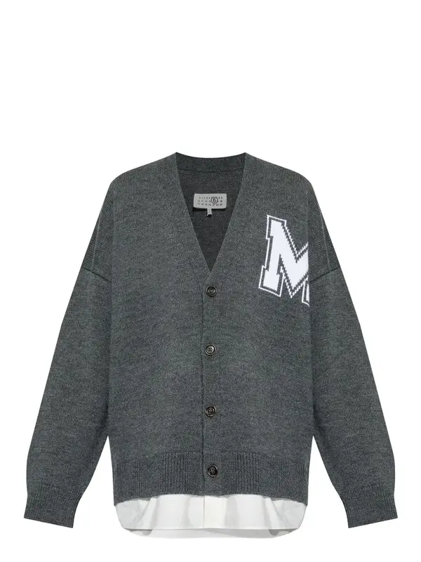MAISON MARGIELA Cardigan With Shirt Elements - Grey