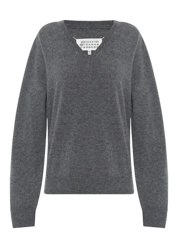 MAISON MARGIELA Virgin Wool V-neck Sweater - Grey