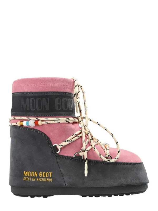 Moon Boot Suede Snow Boots With Beads - Pink